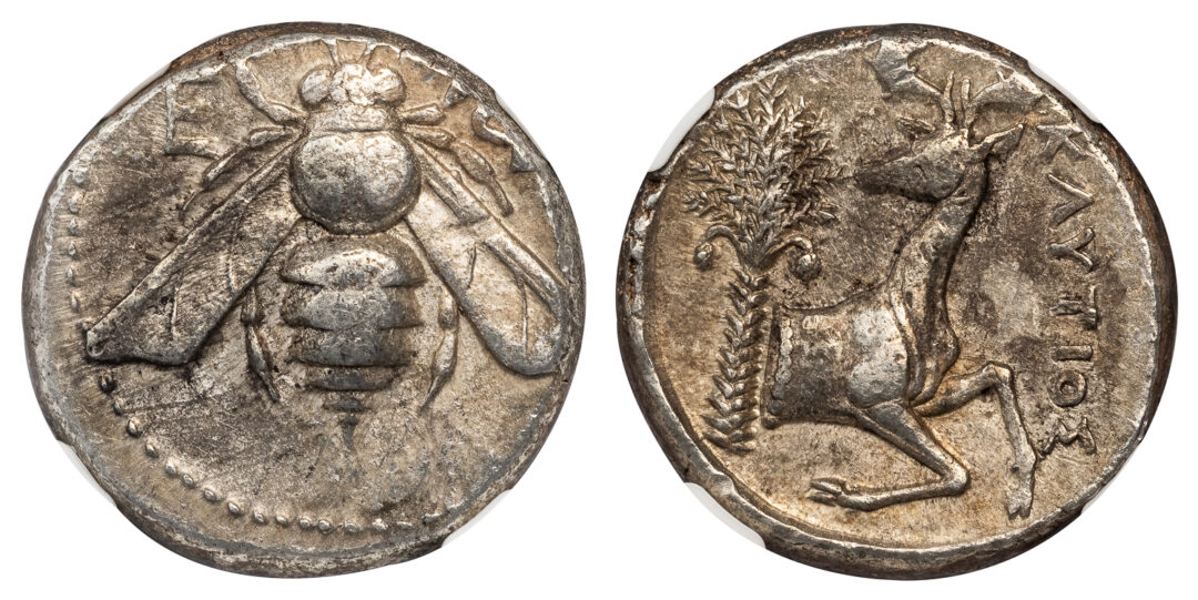 EPHESUS SILVER BEE TETRADRACHM – RARE ISSUE OF MAGISTRATE CLYTIUS ...